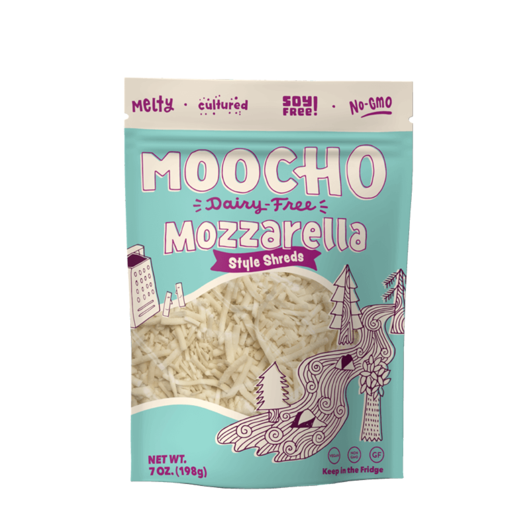 Moocho | Dairy-Free Mozzarella Style Shreds | 198g | Compass Foods ...